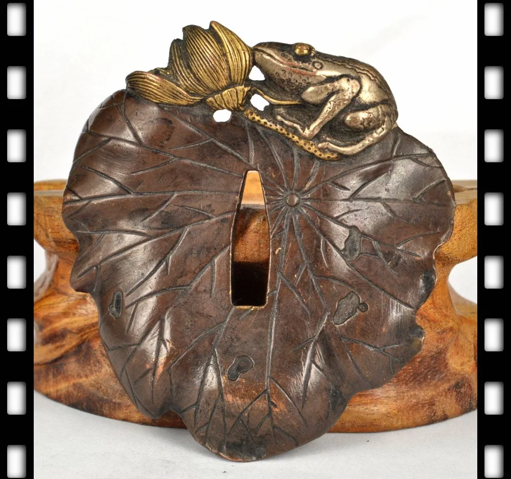 Japan-samurai-sword-accessories-copper-Katana-tsuba-31-Lotus-leaf-and ...