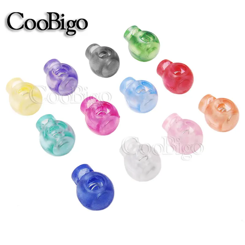 10pcs Colorful Cord Lock Ball Stopper Ends Toggle Clip Transparent ...