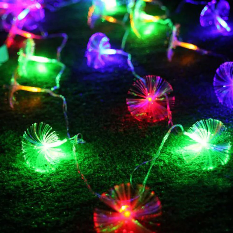 10 LED Morning Glory Fiber Optic Battery LED String Strip Night Light ...
