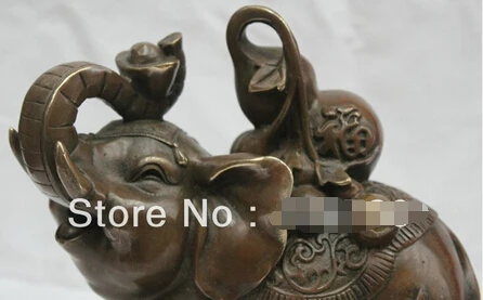 0 11" Lucky Chinese Fengshui Purple Bronze Fu elephant cucurbit Gourd ...