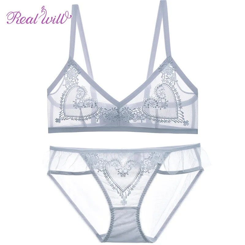 Realwill Беспроводной Сексуальный Кружевной комплект с бюстгальтером, вышитый кружевной ультра ...