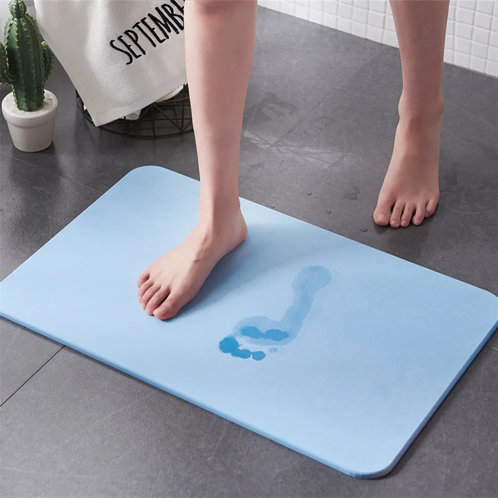 Eco Friendly Diatomite Bath Mat Anti Slip Quick Drying Water Bathroom