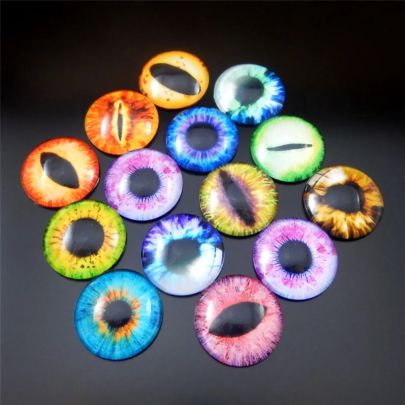 GraceAngie 25mm 10pcs Mixed Style Dragon Eyes Round time gem cover ...