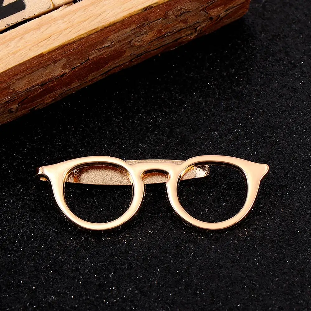 Tie Clip Glasses Shape Metal Tie Clip For Men Glasses Commercial
