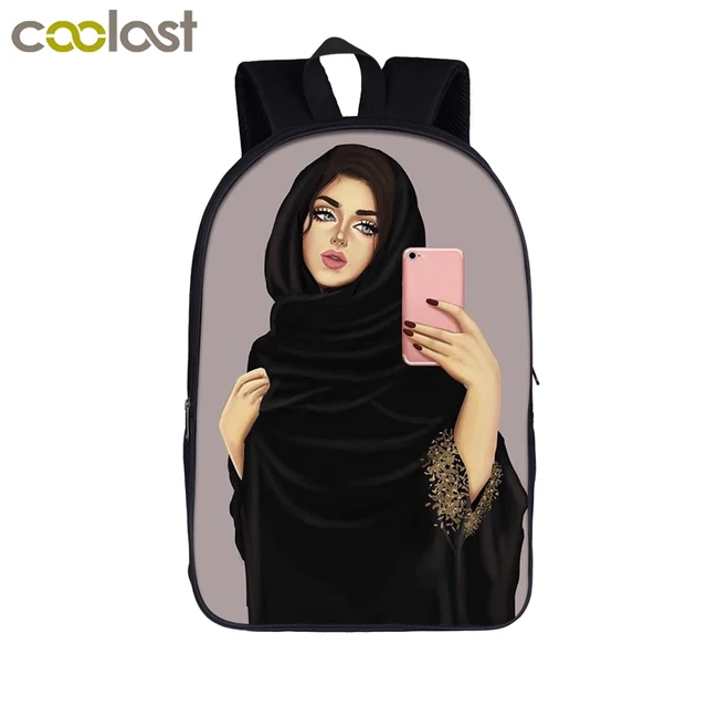 Hijab Islamic Muslim Girl Teenage Backpack Canvas Backpack Rucksack - I ...