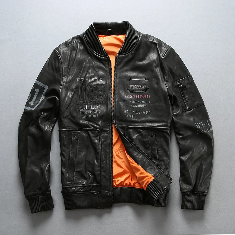 AVIREXFLY 2018 New Men Black Indian Pattern A1 Pilot Jacket Fashion ...