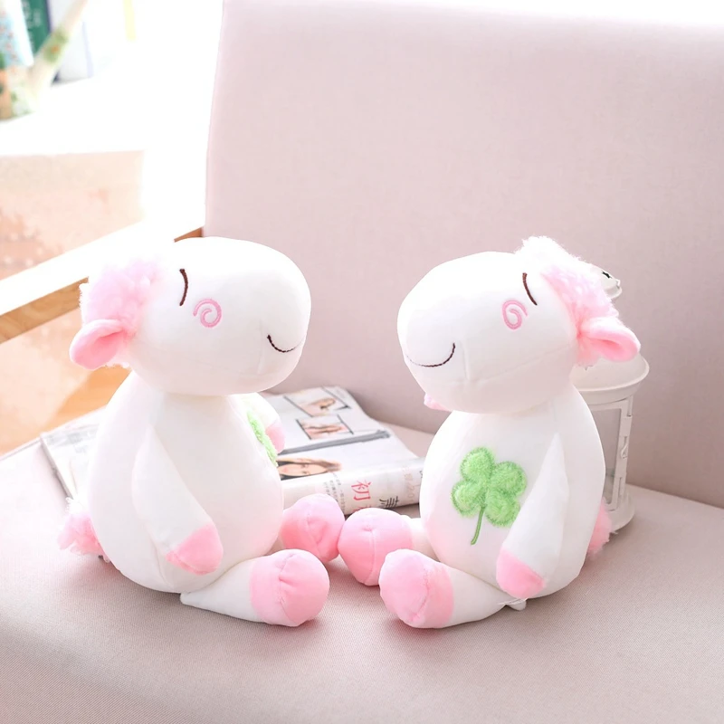24cm Sweet Sheep Plush Toys Soft Stuffed Cartoon Animal Four leaf ...