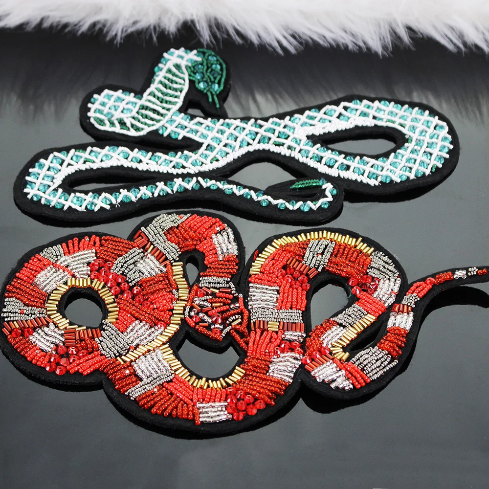 Patches Applique Beaded Snake | Embroidered Patches Snake | Patch ...