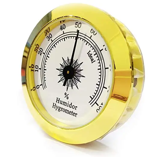 Round Analog Hygrometer Gold Silver 50mm for Cigar Humidor Cabinets ...