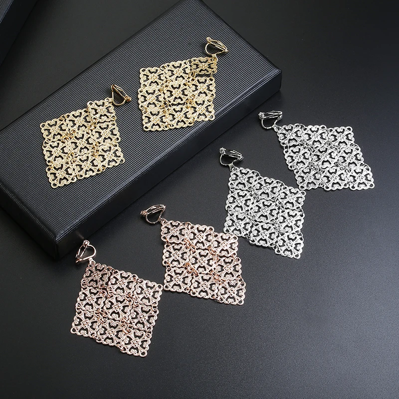 Metal Pendant Earring | Earrings Za | Clip Earrings - Metal Vintage ...