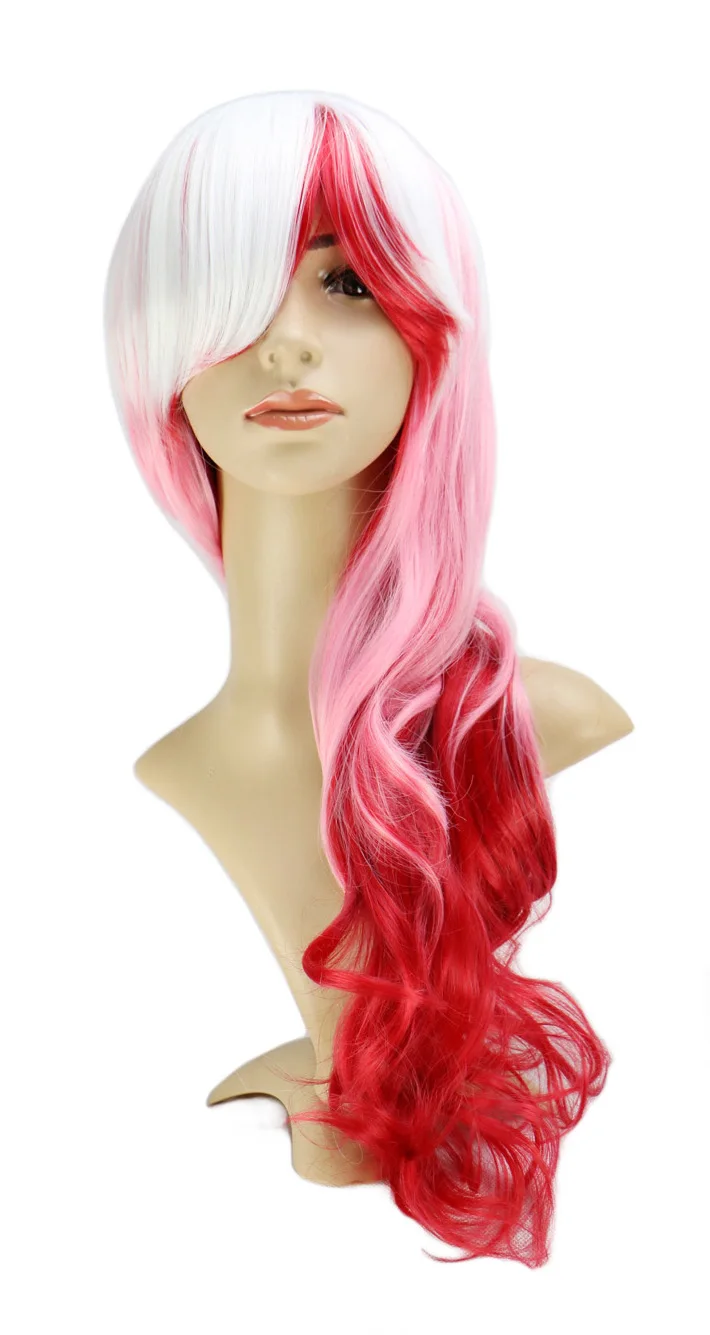 QQXCAIW Longo Ondulado Peruca Cosplay Traje Do Partido Branco Misturado ...