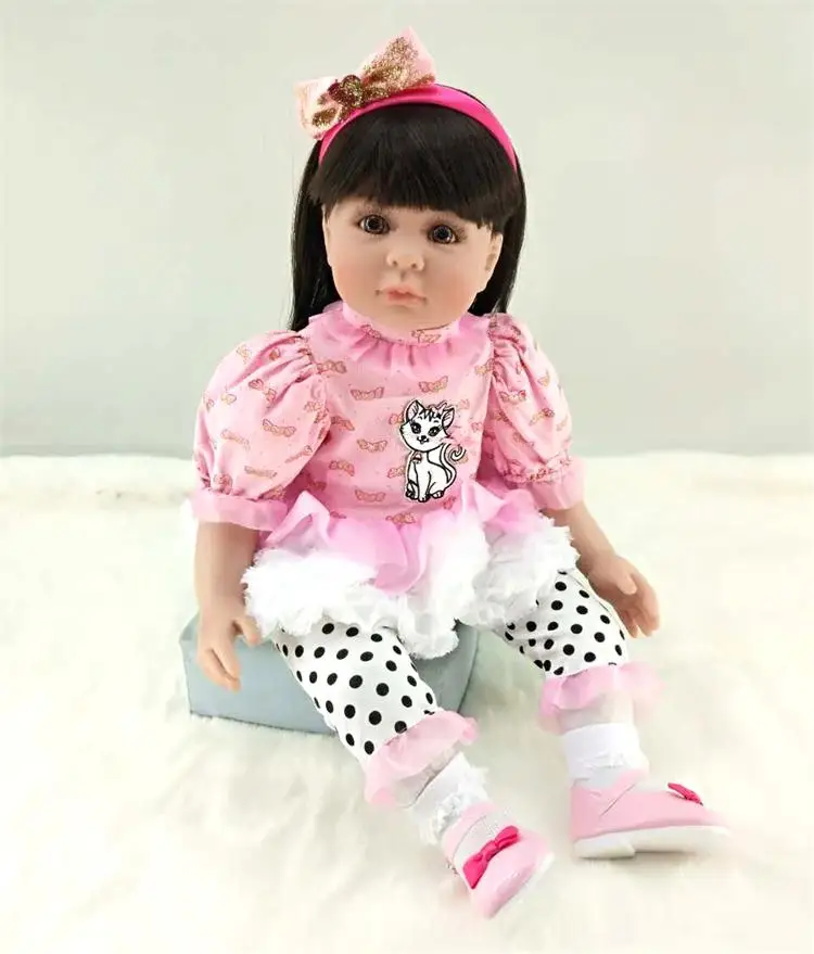 fashion princess Girl Doll Reborn Baby 60cm soft silicone Long Hair ...