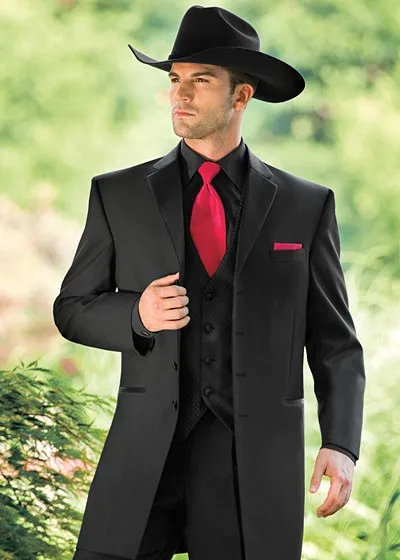 2015 Custom made cowboy series Black Groom suit /Wedding suit for men ...