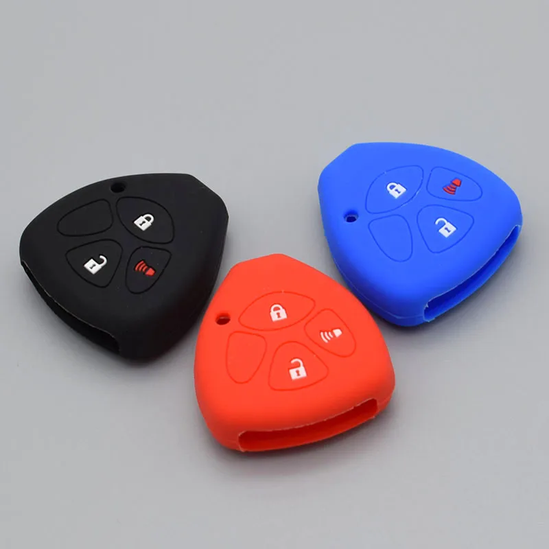Silicone Rubber Key Fob Cover Set Cap For Toyota Hilux Vitz Rav4 Aqua ...