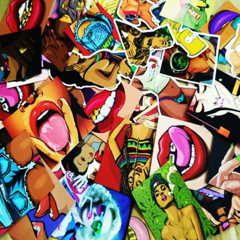 47pcslot No Repeat Pornographic Vulgar Stickers For Laptop Anime Phone