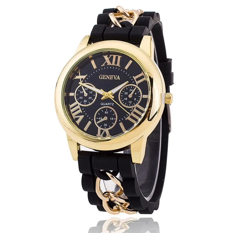 Minhin Hot Sale Silicone Geneva Watches Fashion Women Chain Strap