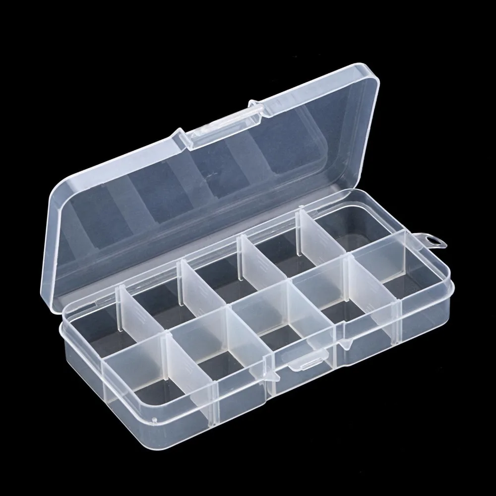 2 Pcs Detachable Transparent Plastic Divided Storage Case & Nail Art ...