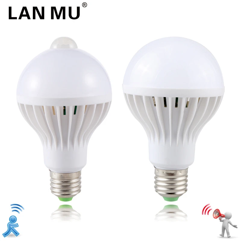 Lan Mu Led Pir Motion Sensor Lamp 3w 5w 220v Led Bulb 7w 9w 12w Sound ...