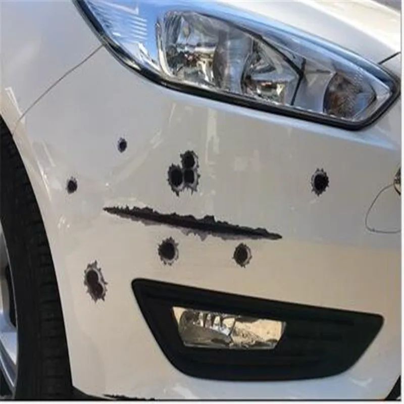 1Pcs Funny 3D Fake Bullet Holes Gun Shots Car Sticker Creative Car ...