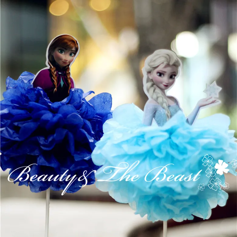 2pcs 12'' High Princess Elsa Anna Cake Toppers Cupcake Accessory ...