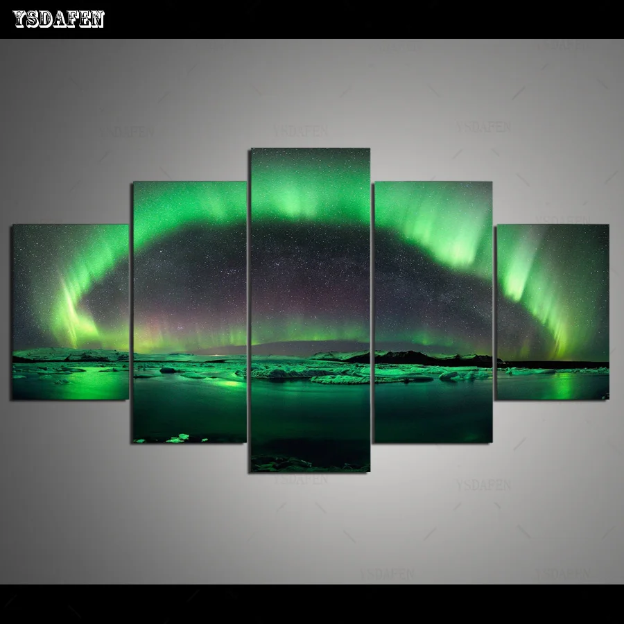 HD Printed Painting Canvas Printing Aurora painting Room decor print ...