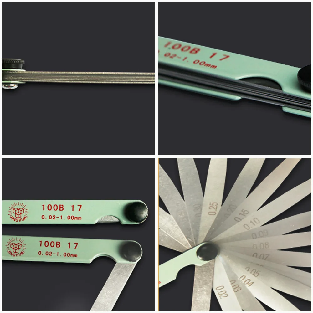 0.02 to 1mm 17 Blade Thickness Gap Metric Filler Feeler Gauge Useful ...