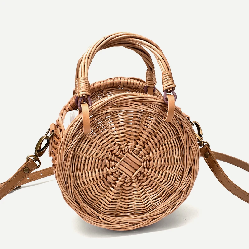 Round Rattan Crossbody Bag | semashow.com