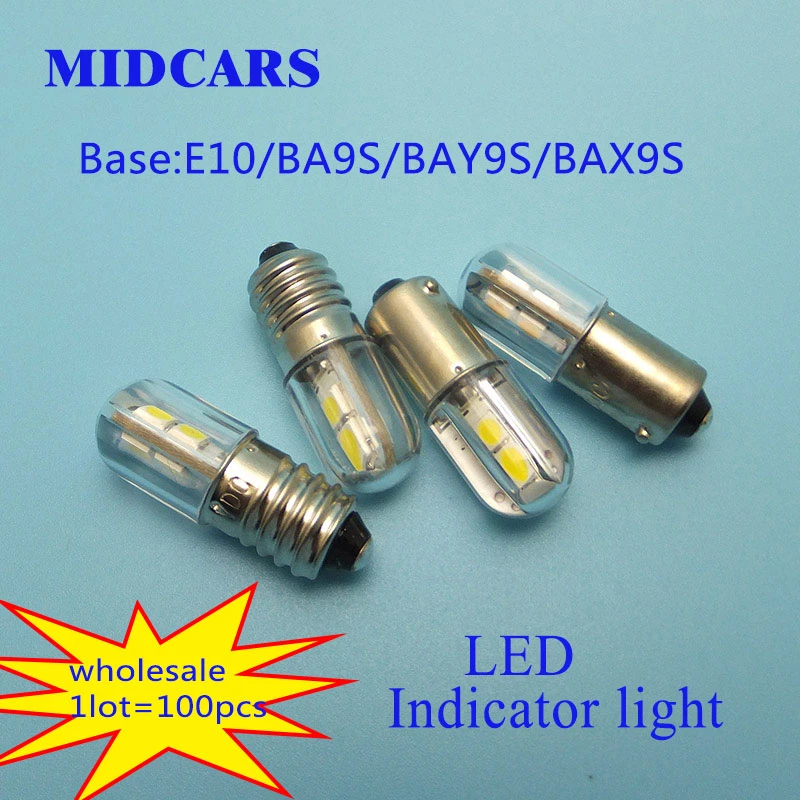 MIDCARS 6V t4w ba9s e10 LED Bulb LIndicator Light H21W BAY9S 12V SMD ...