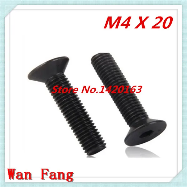 100pcs Grade10.9 M4x20 M4*20 Hex Socket Countersunk Flat Head Screw ...