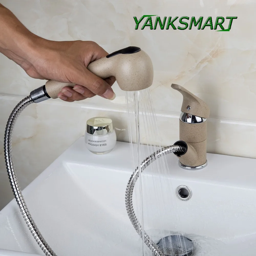 YANKSMART-Beige-Pull-Out-Kitchen-Faucet-Swivel-New-Spout-Single-Handle ...