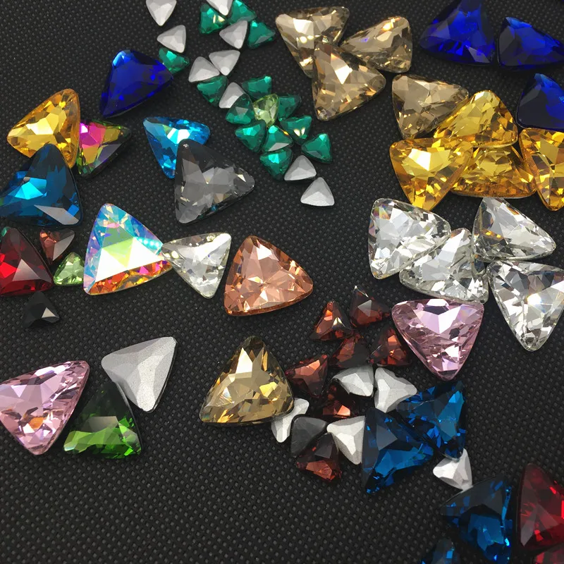 8mm 10mm 12mm 14mm 16mm 18mm 23mm Tri angle Glass Crystal Stone Pointed ...