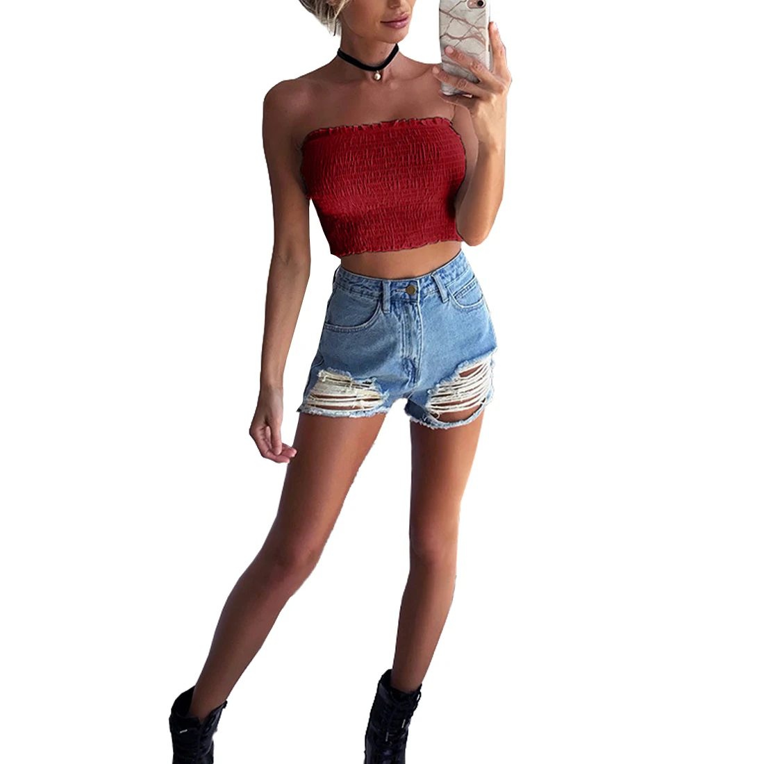 1pc Fashion Tanks Women Ladies Girl Sexy Strapless Ruched Boob Tube Top