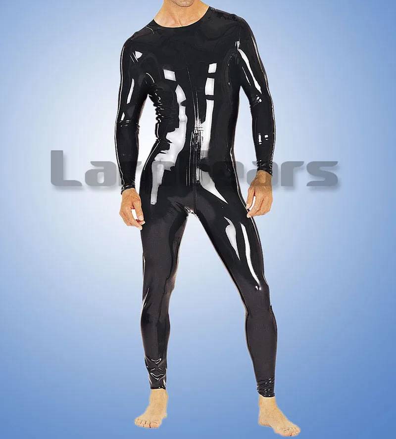 Handmade Latex Catsuit Rubber Bodysuits With Front Zipper Without Socks
