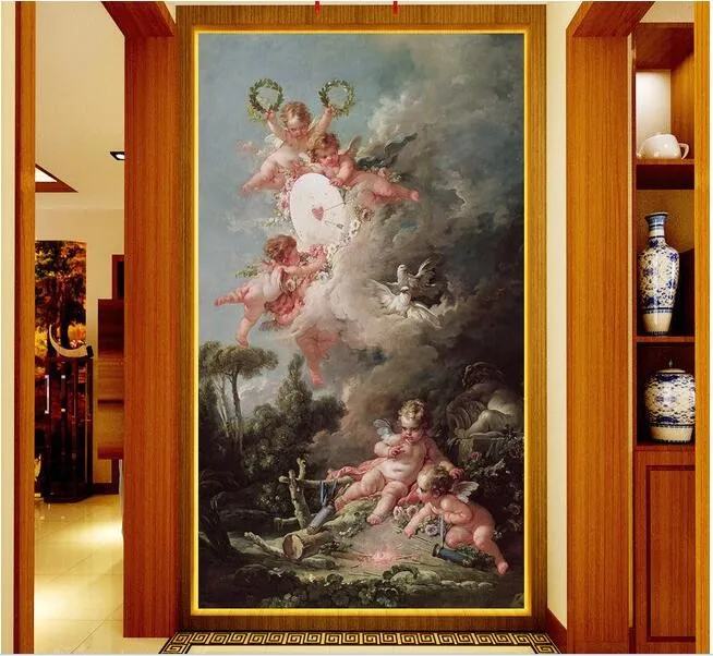 3d Wallpaper Custom Mural European Oil Painting Figure Cupid Angel ...