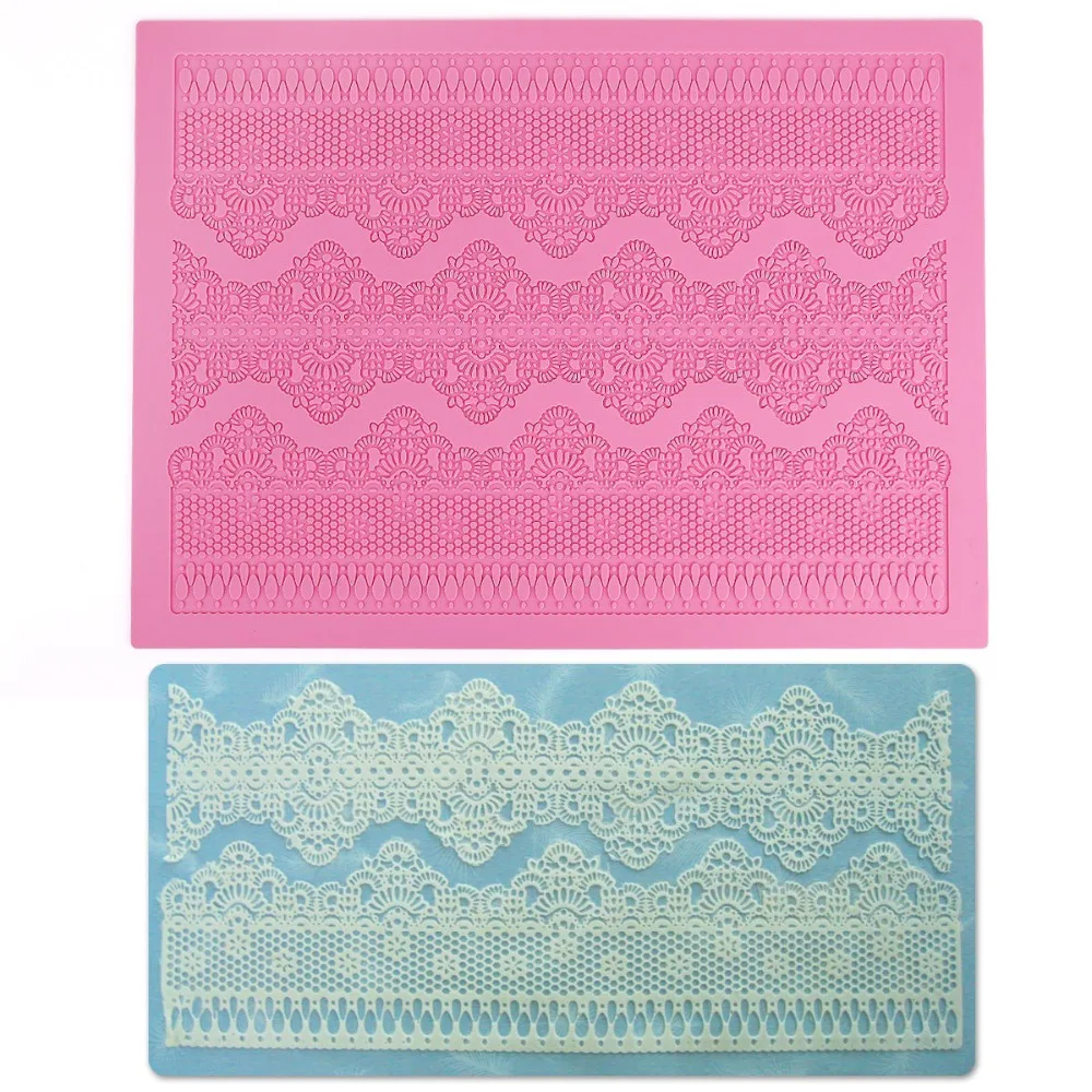 Big Lace Embossing Soft Silicone Mold Mould Mat Sugar Craft Cake ...