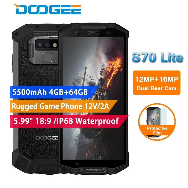 DOOGEE S70 Lite IP68 Waterproof Smartphone 5.99" Android 8.1 4GB+64GB ...
