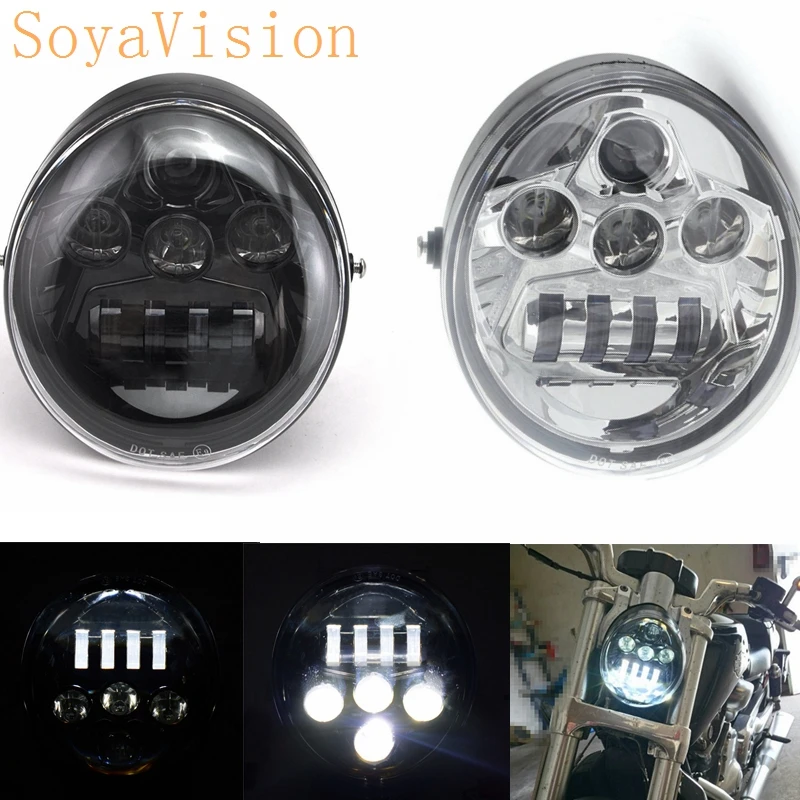Motorcycle Headlight Assemblies LED 60W Headlight Hi/Lo For Harley ...