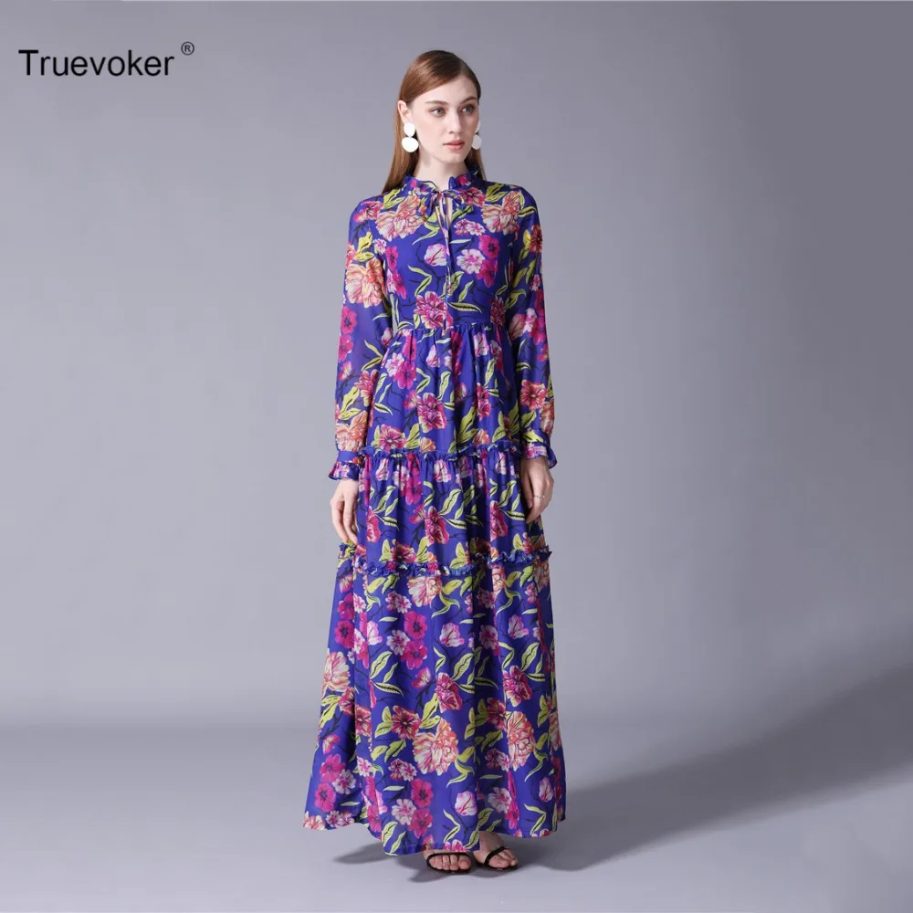 Truevoker Autumn Designer Maxi Dress Women's High Quality Long Sleeve ...
