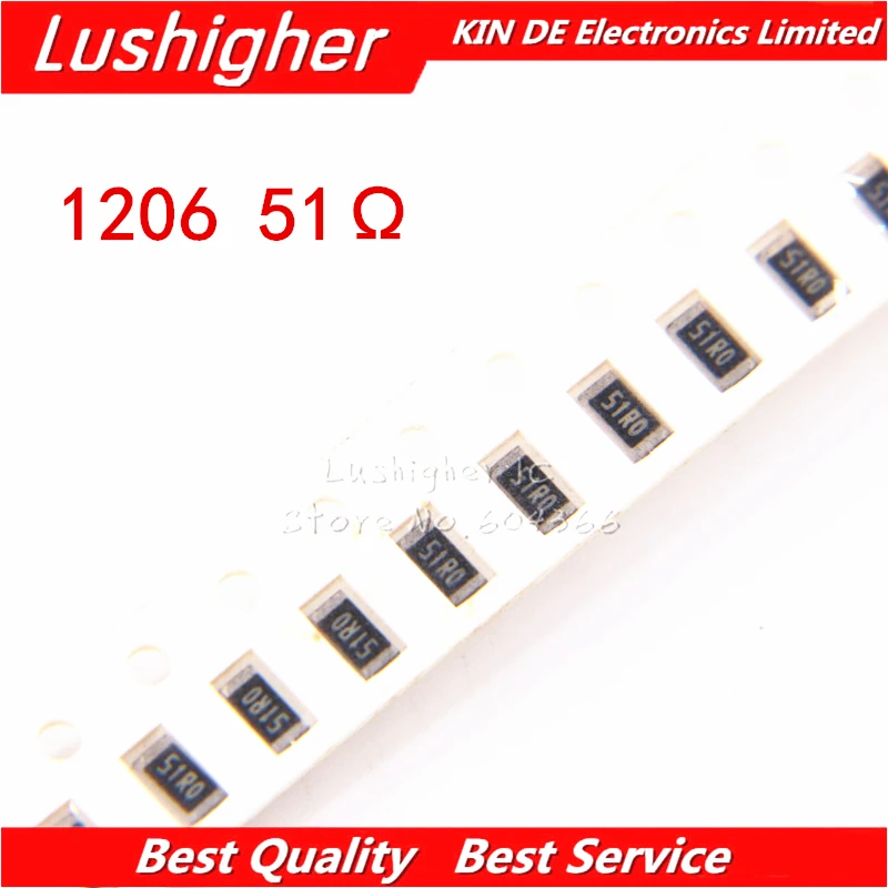 100PCS 1206 SMD Resistor 1% 51ohm 510 51R 51R0