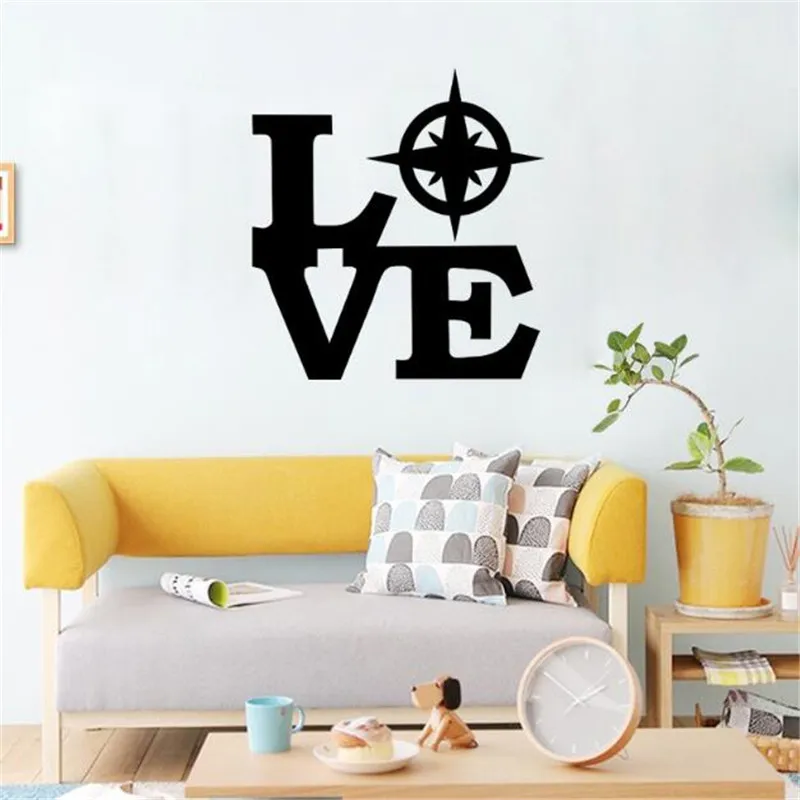 IDFIAF Love Compass Wall Stickers Personalized Creative PVC Removable ...
