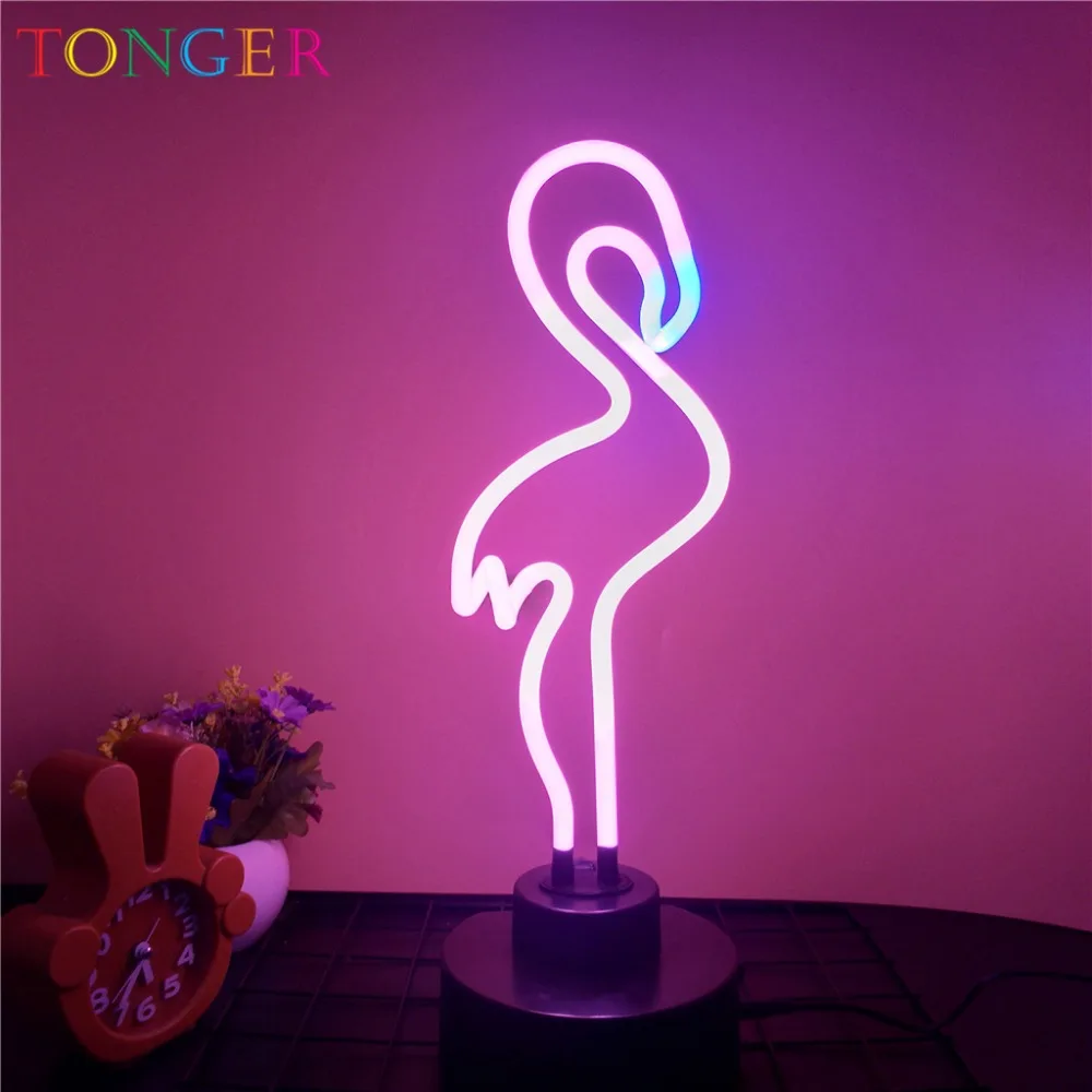 TONGER Neon Sculpture Glass Tube Flamingo Neon Lamp Neon Gas Light Home ...
