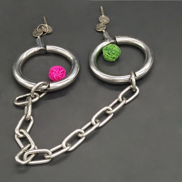 New Metal Stainless Steel Fetter Anklet Cuffs Shackles With Chain