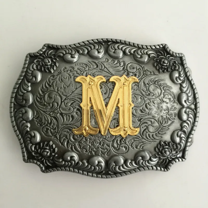 Retail New Fashion Men's Golden M Initial Letter belt buckle With ...