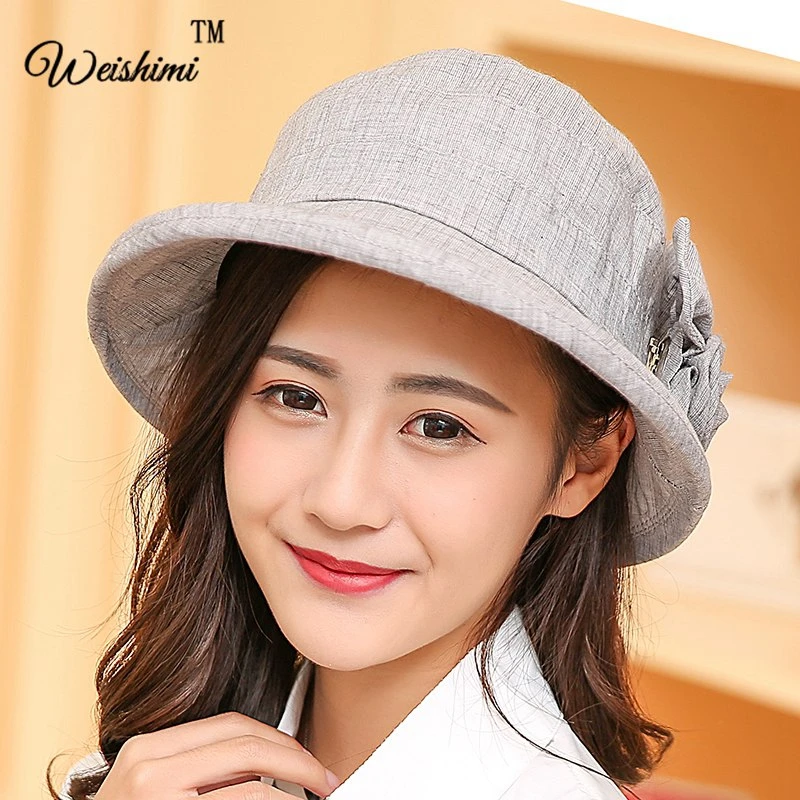 The new 2017 edge flowers cotton cloth cap Summer sun hats Vintage Bow ...
