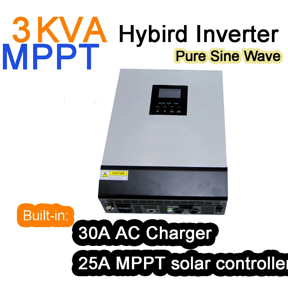 Solar Inverter 3KVA 3000VA 2400W 24V 220V 25A MPPT Hybrid Power ...