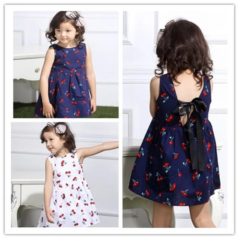 New Girls Summer Dresses Sleeveless Cute cherry Children Clothing Kids ...
