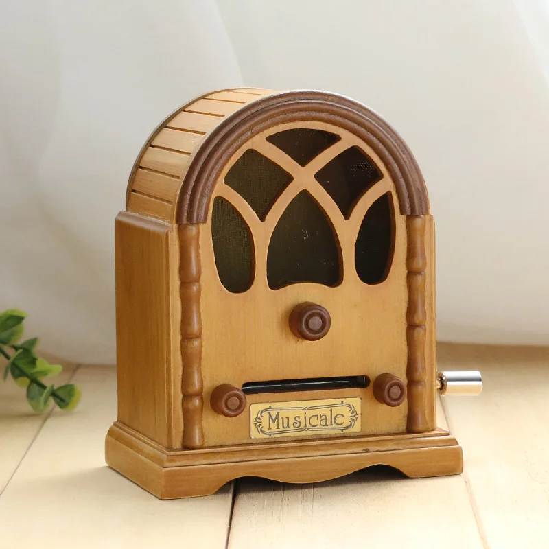 Wooden Music Box Music Radio Hand Tape Box Diy Creative Gift Birthday ...