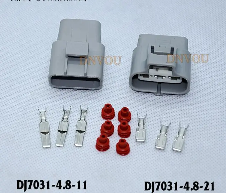 1 set 3p Waterproof Electrical Wire Connector Plug free shipping DJ7031-4.8-11 DJ7031-4.8-21