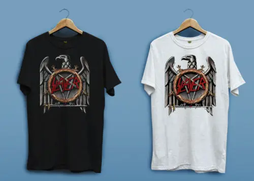 Printed Shirts Crew Neck Short Slayer Metal Band Graphic Logo Black ...
