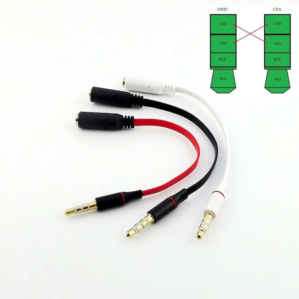 CTIA to OMTP Adapter Converter Flat Noodle Cable for Earphones ...